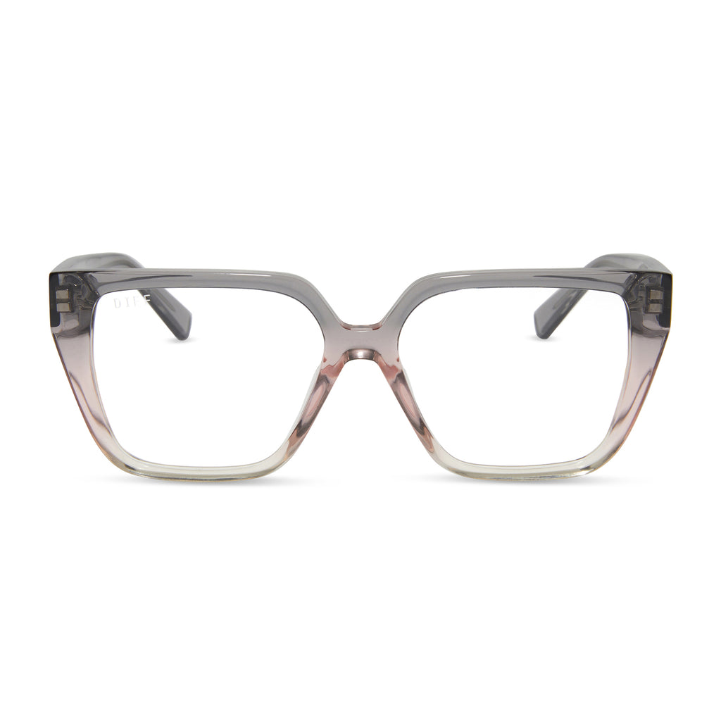 Olive Square Prescription Glasses | Smoke Rose Crystal Ombre | Diff Eyewear