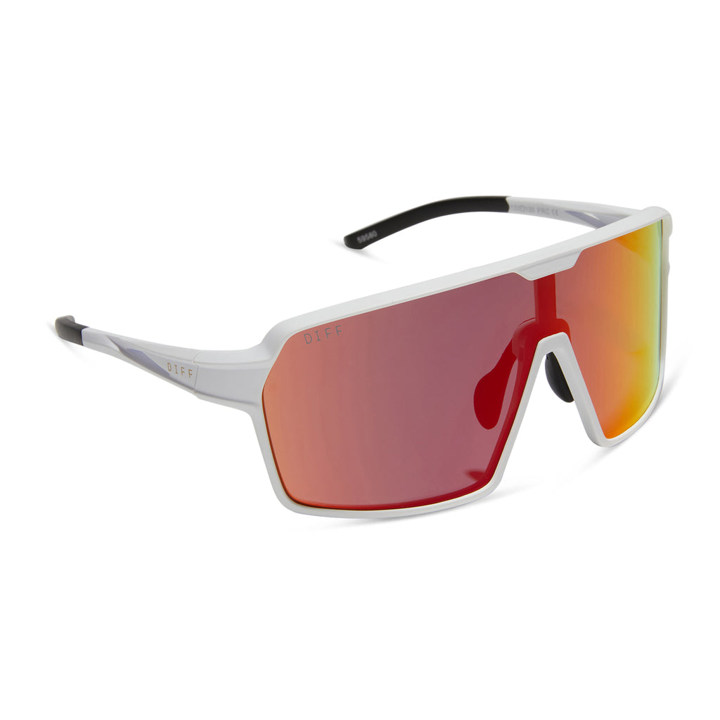 Charge Shield Sunglasses | White & Sunset Mirror Polarized | DIFF Sport ...