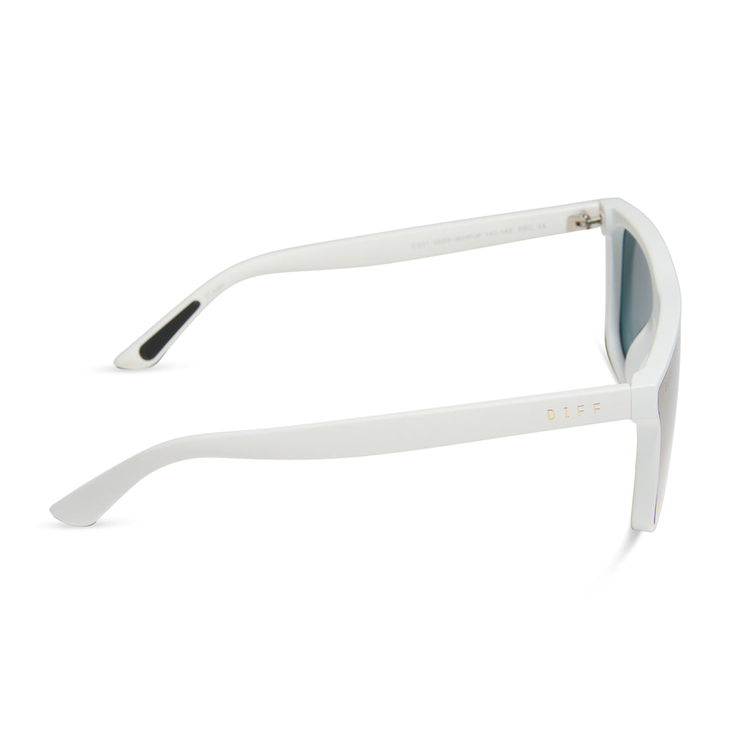 Flash Square Sunglasses | Matte White & Purple Mirror | DIFF Eyewear