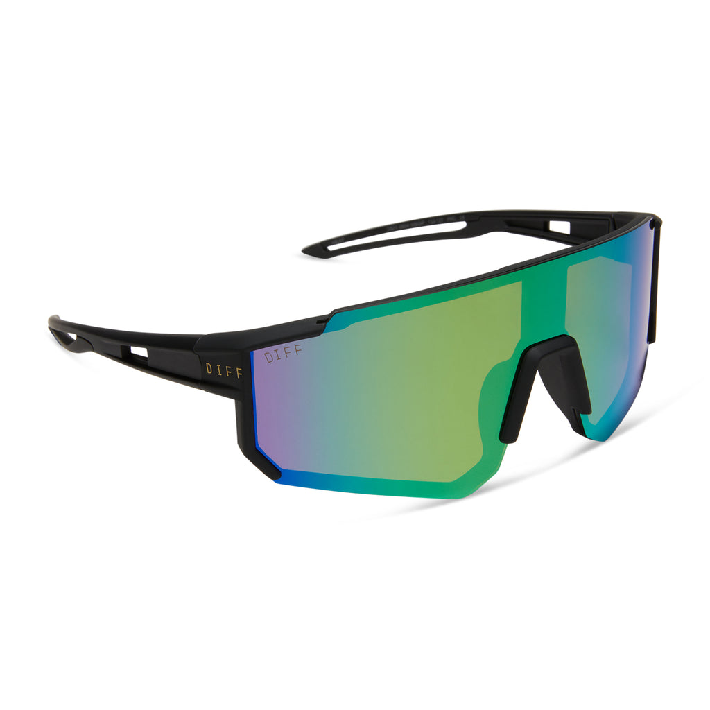 Heat Shield Sunglasses | Black & Green Mirror Polarized | DIFF Sport ...