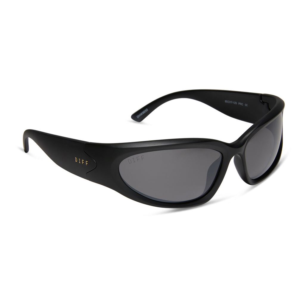 Side Out Wrap Sunglasses | Matte Black & Grey Polarized | DIFF Sport ...