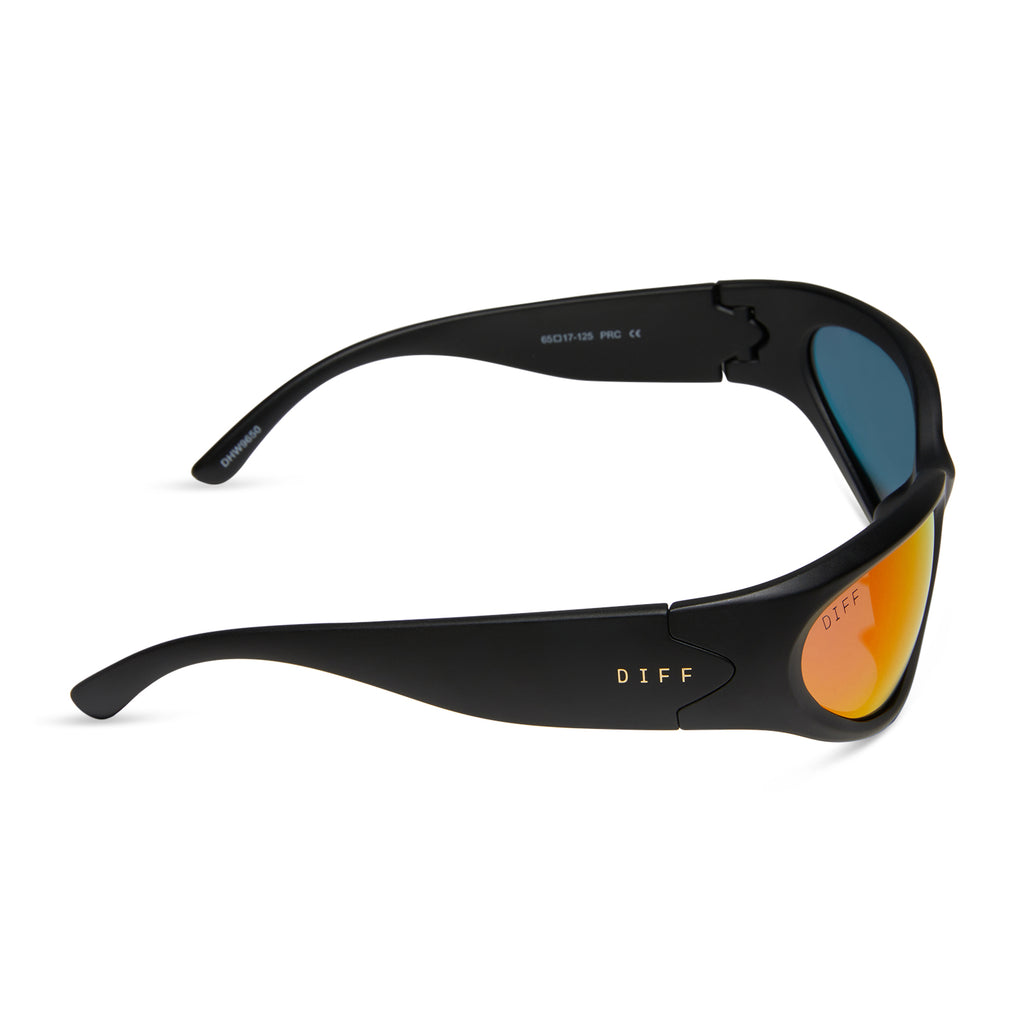 Side Out Wrap Sunglasses | Black & Sunset Mirror Polarized | DIFF Sport ...