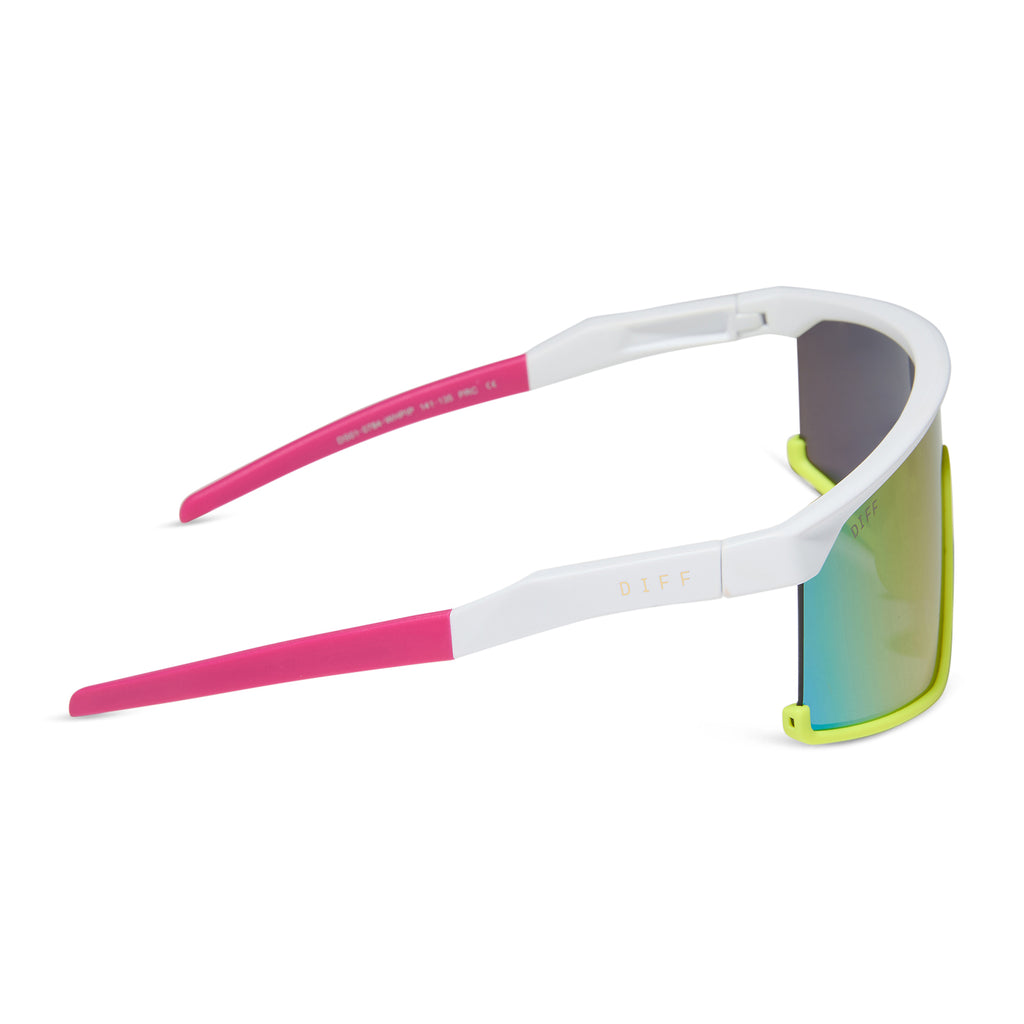 Spike Shield Sunglasses | White + Pink Mirror | DIFF Eyewear