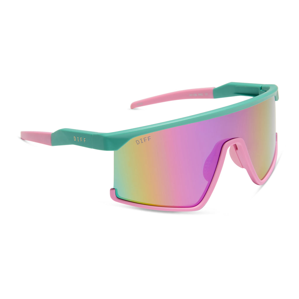 Spike Shield Sunglasses | Turquoise & Pink Rush Mirror | DIFF Eyewear