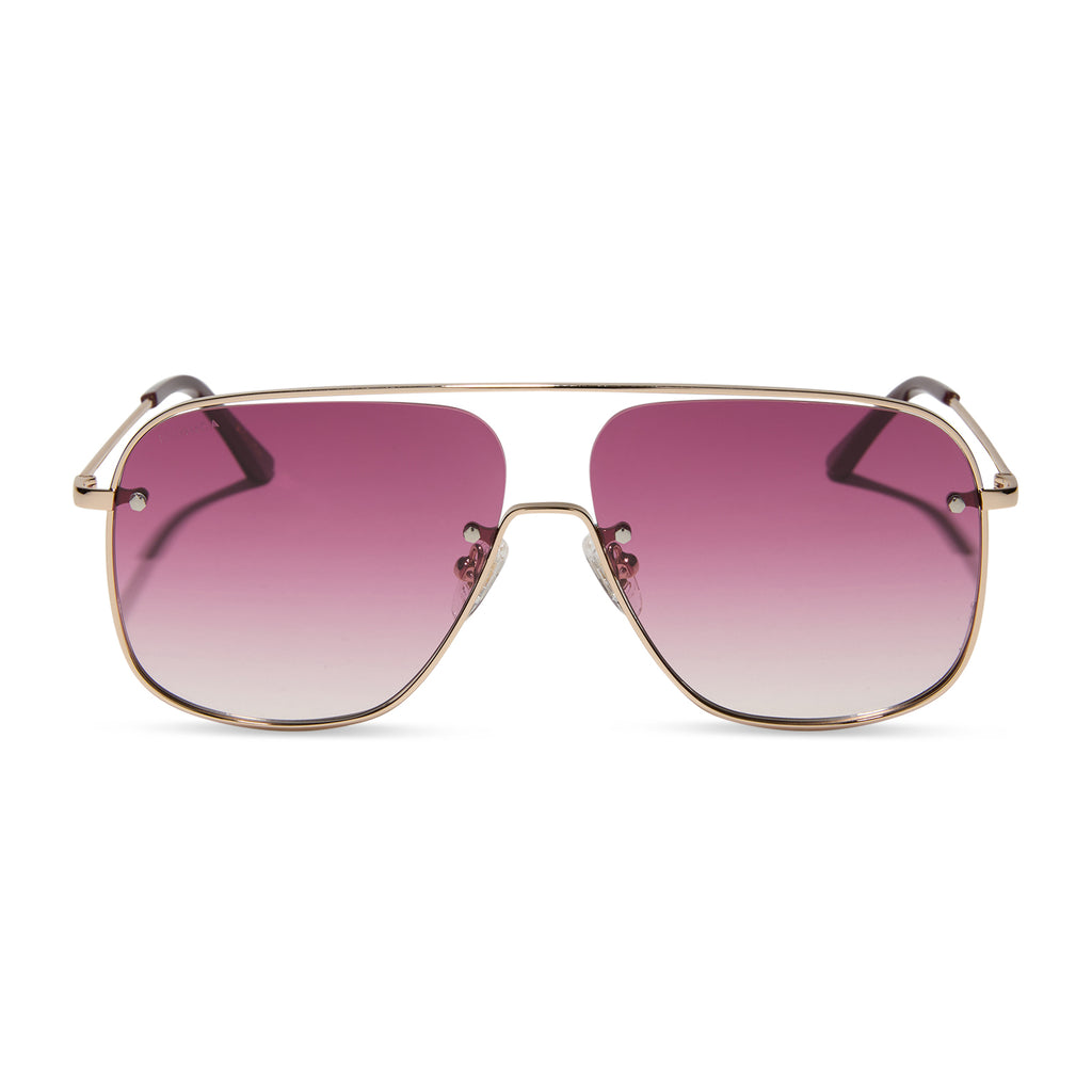 Iconica Navigator Sunglasses | Gold With Bordeaux Temple Tips & Wine Gradient | DIFF Eyewear