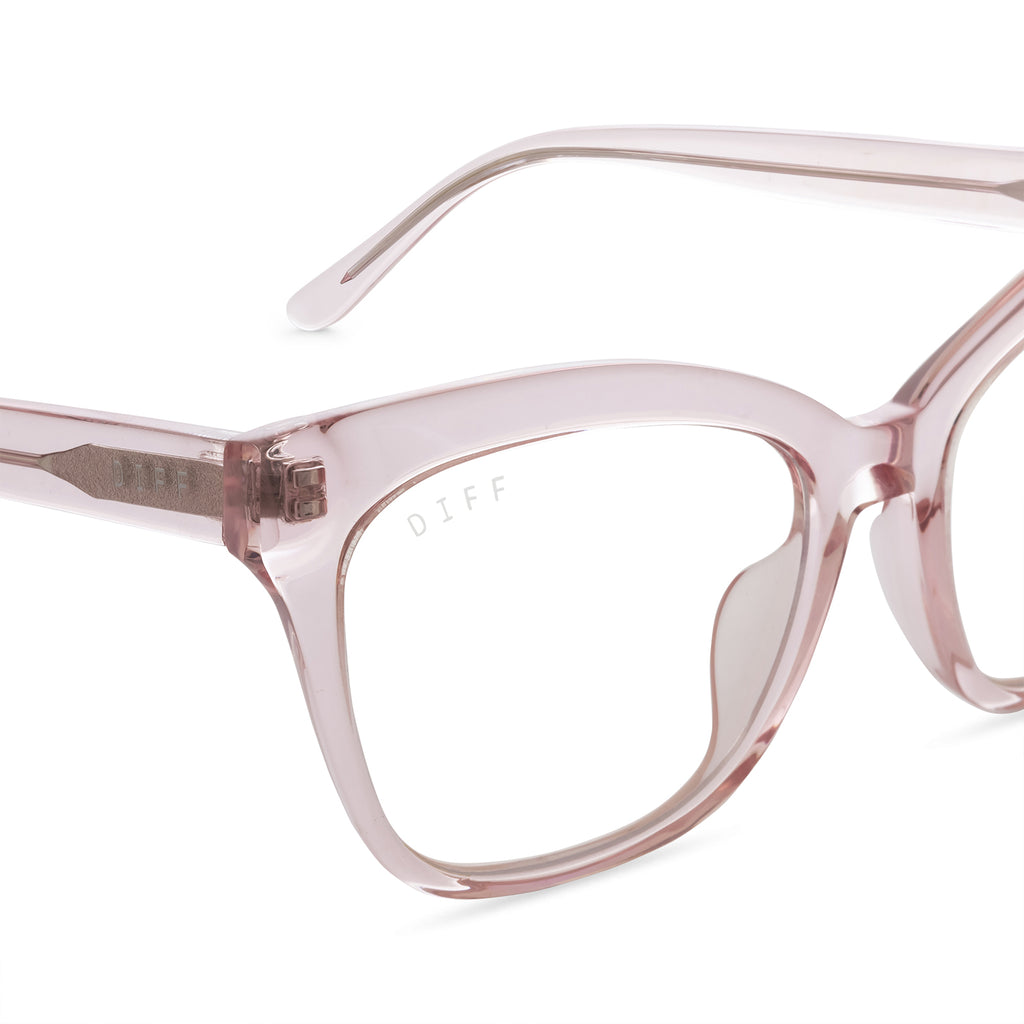 Winston Square Glasses Light Pink Crystal And Blue Light Technology 9223
