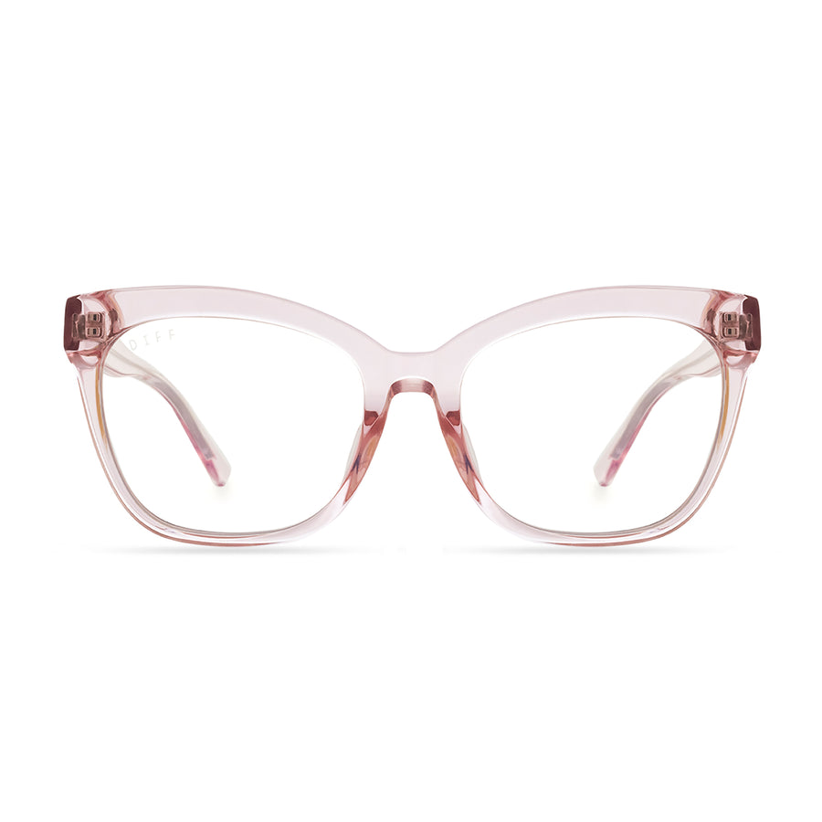 Winston Square Glasses | Light Pink Crystal & Blue Light Technology ...