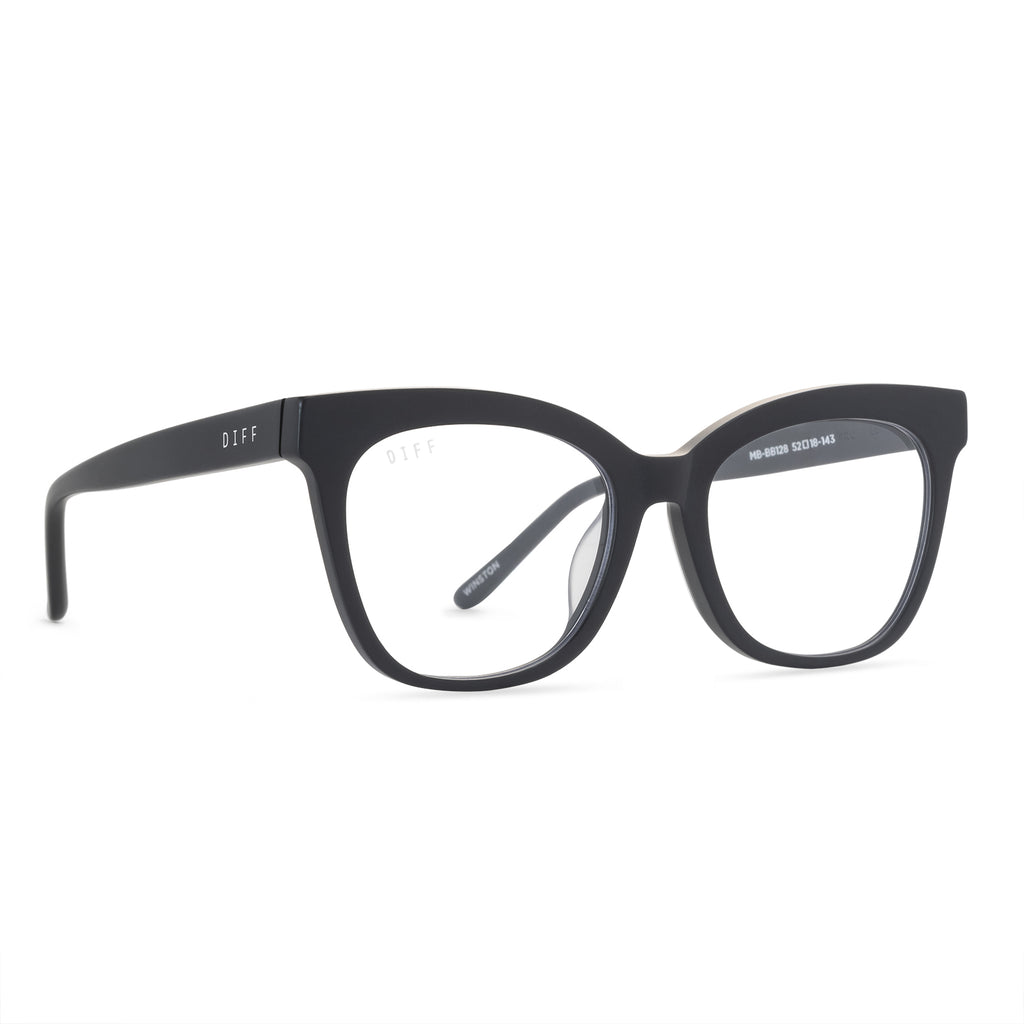 Winston Square Glasses | Matte Black & Blue Light Technology | DIFF Eyewear
