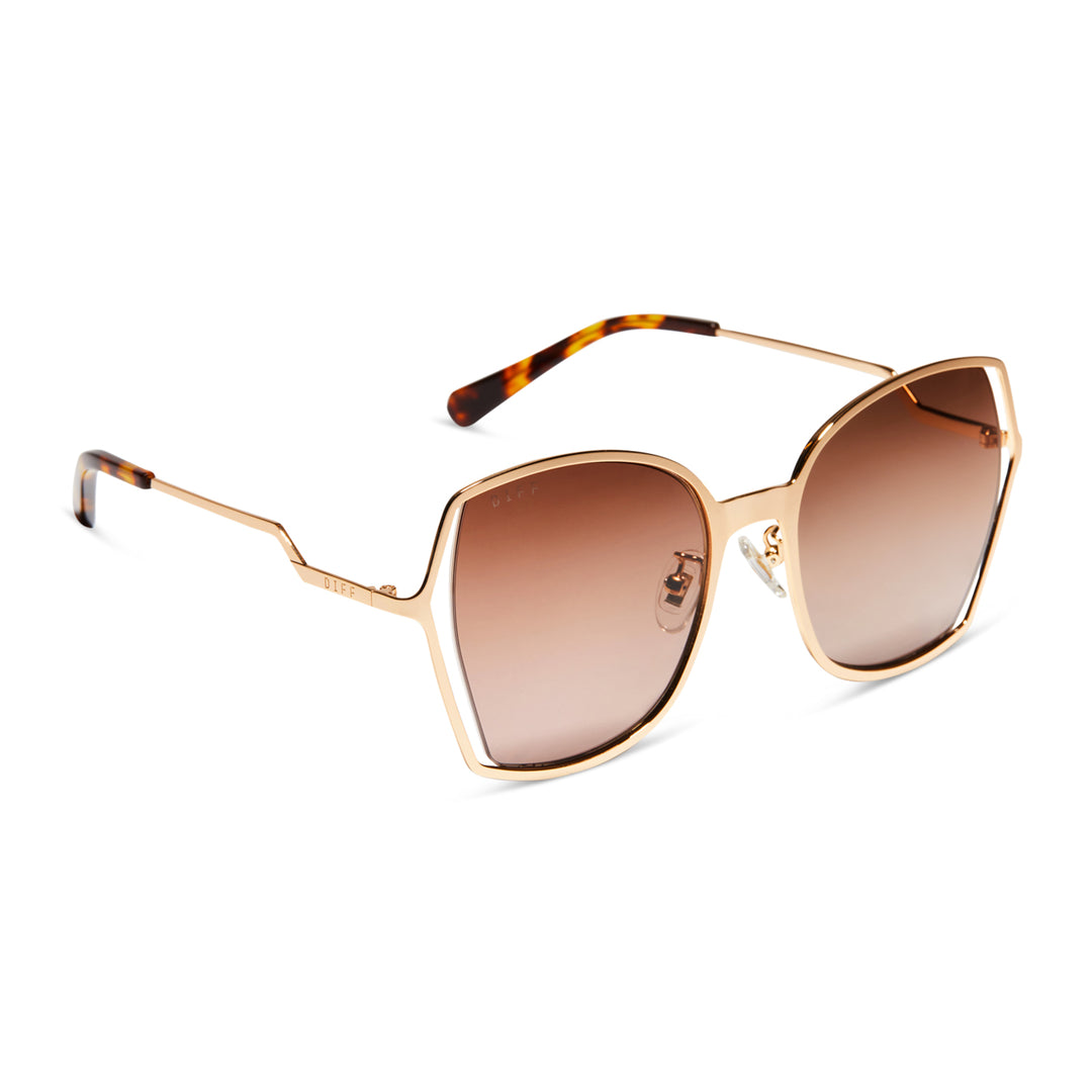 Donna III Square Sunglasses | Gold & Brown Gradient Polarized | DIFF ...