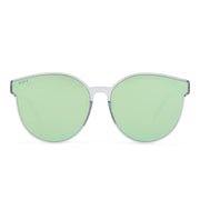 Gemma Round Sunglasses | Clear Crystal & Teal Mirror | DIFF Eyewear