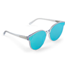 Gemma Round Sunglasses | Clear Crystal & Teal Mirror | DIFF Eyewear