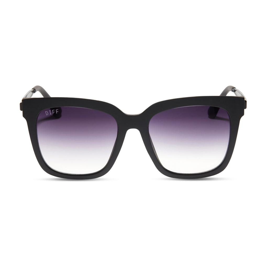 Hailey Square Sunglasses | Matte Black & Grey Gradient Sharp | DIFF Eyewear