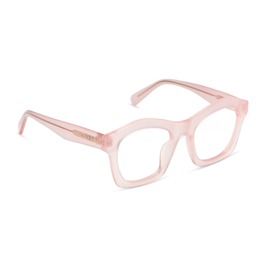 Hayden Square Glasses | Rose Tea Pink & Clear | DIFF Eyewear