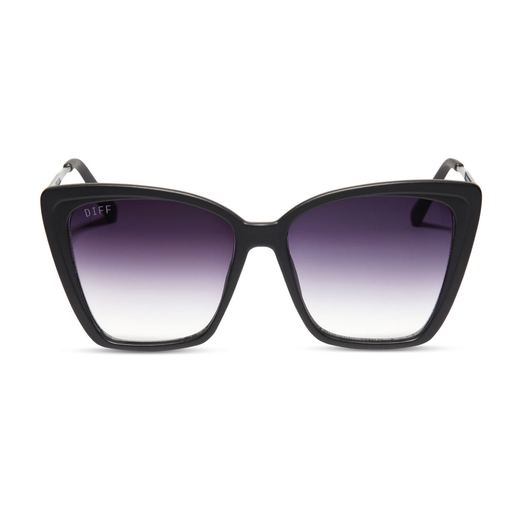 Heidi Cat Eye Sunglasses Matte Black And Grey Gradient Sharp Diff Eyewear