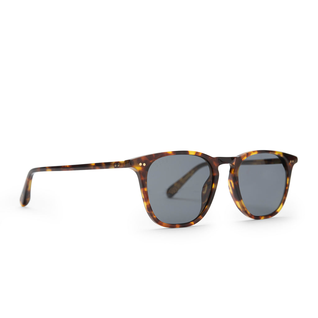 Maxwell Square Sunglasses | Amber Tortoise & Grey Polarized | DIFF Eyewear