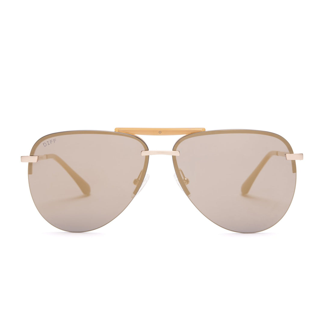 Tahoe Aviator Sunglasses | Brushed Gold & Gold Mirror Lenses | DIFF Eyewear
