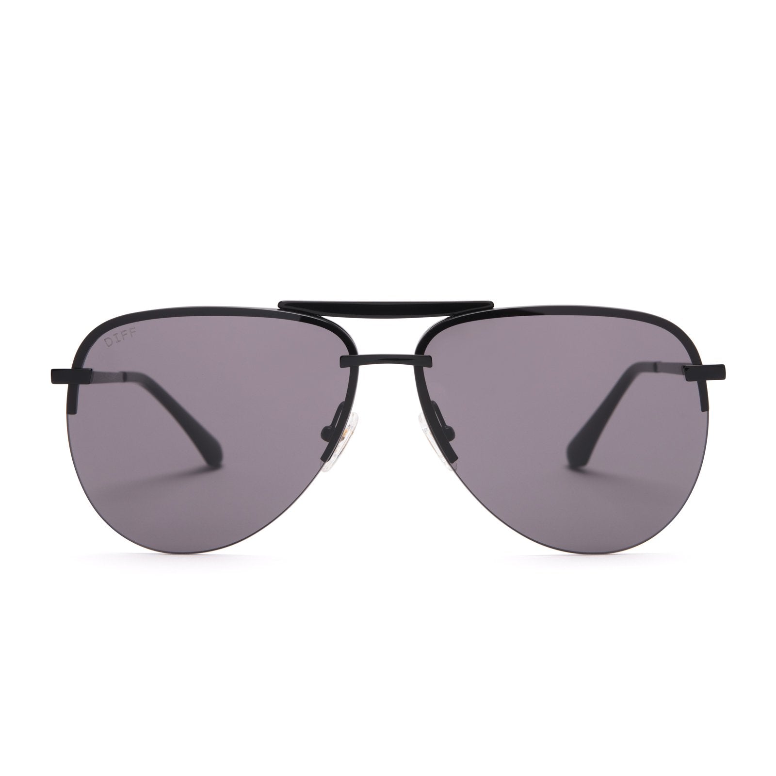 Tahoe Aviator Sunglasses | Black & Solid Grey Lenses | DIFF Eyewear